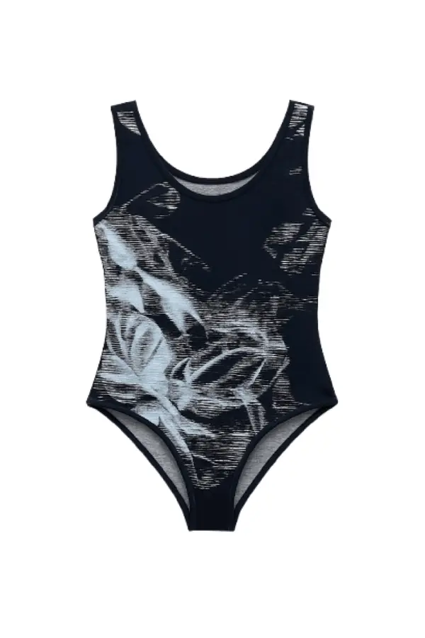CONQUISTA Abstract Print One-piece Swimsuit - Blue