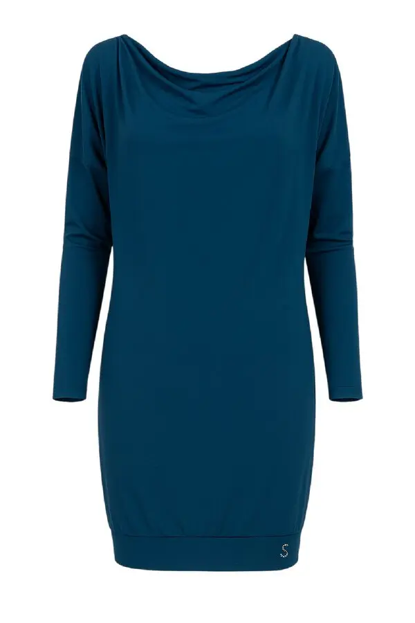 CONQUISTA Draped Boat-neck Jersey Dress In Deep Teal