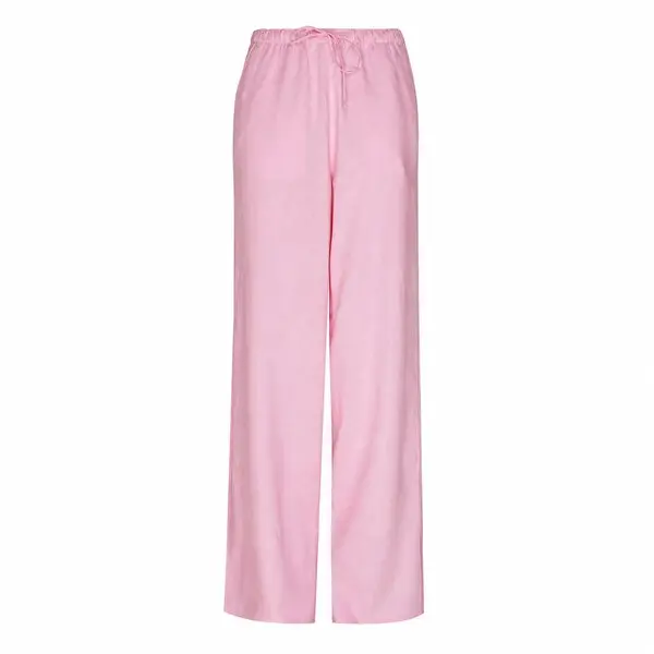 2KSTYLE Positano Elasticated Linen Wide-leg Pants - Pink