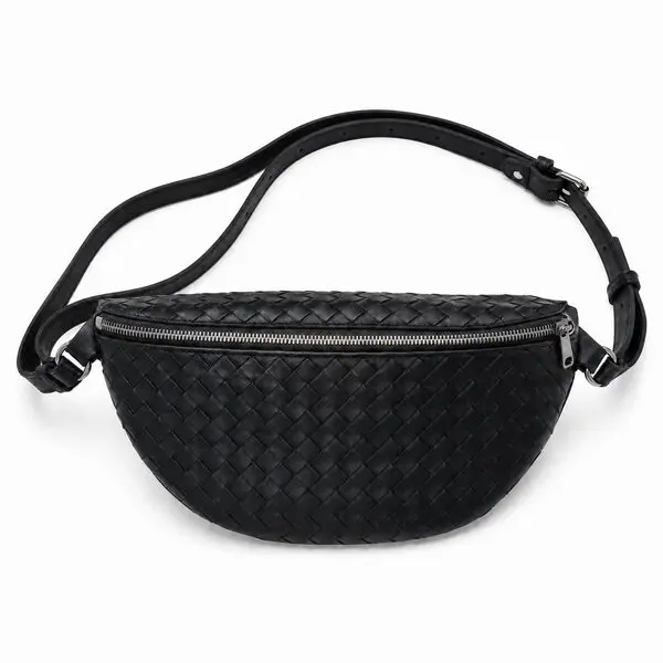 Mauritius Woven Leather Crossbody Bag Parker - Black