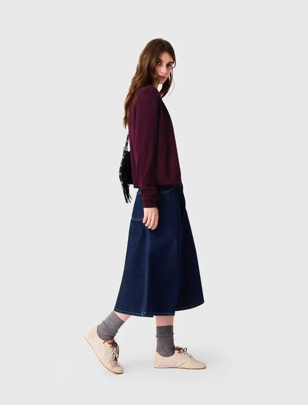 Maje Mid-length Flared Denim Skirt
