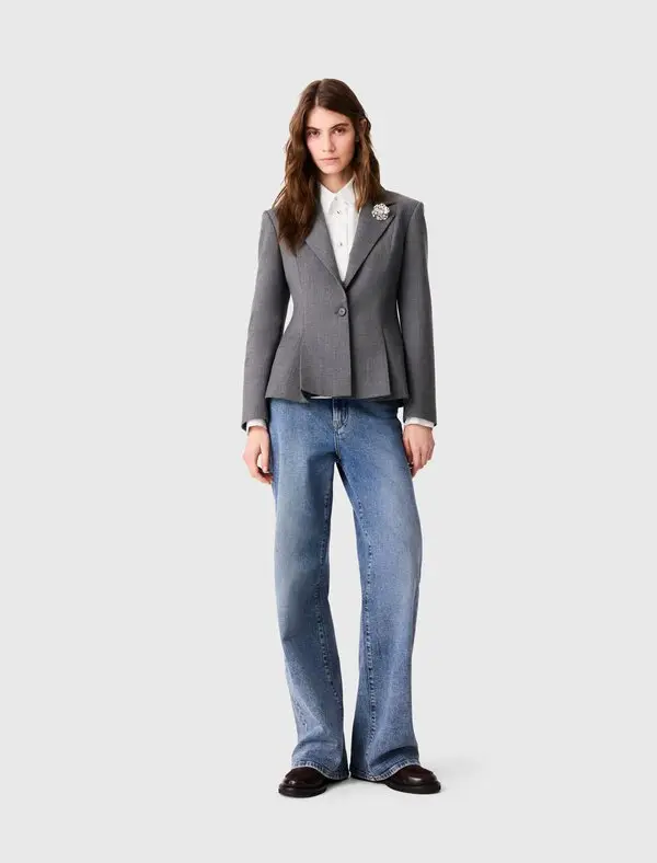 Maje Short Bar-style Suit Jacket - Grey