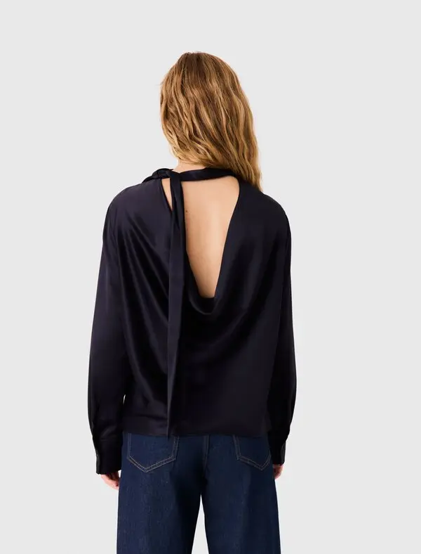 Maje High-neck Satin Top