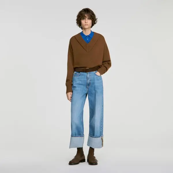 Sandro 2-in-1 Wool And Cashmere Sweater - Camel