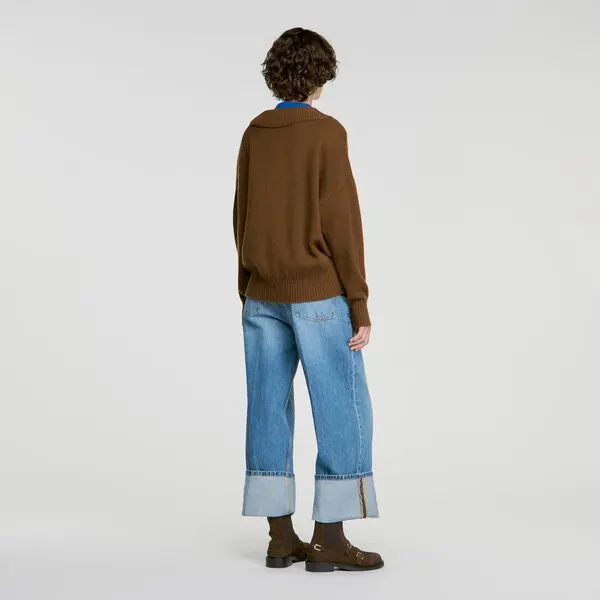 Sandro 2-in-1 Wool And Cashmere Sweater With Polo Collar