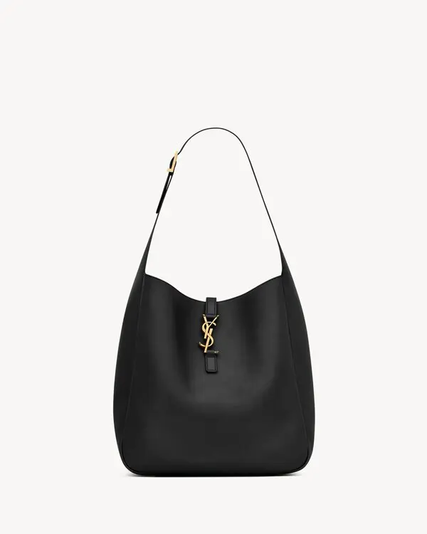 Saint Laurent Le 5 À 7 Supple Large Grained Leather Hobo Bag - Black