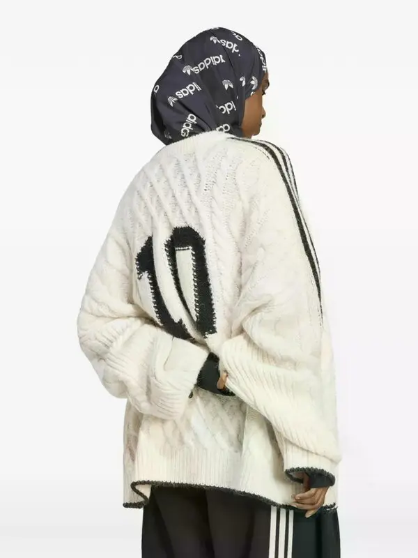 Adidas Cable-knit Side-stripe Sweater - Neutrals
