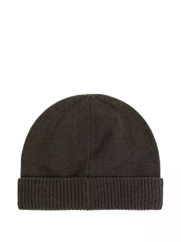 Emporio Armani Cashmere Beanie Hat With Logo Patch