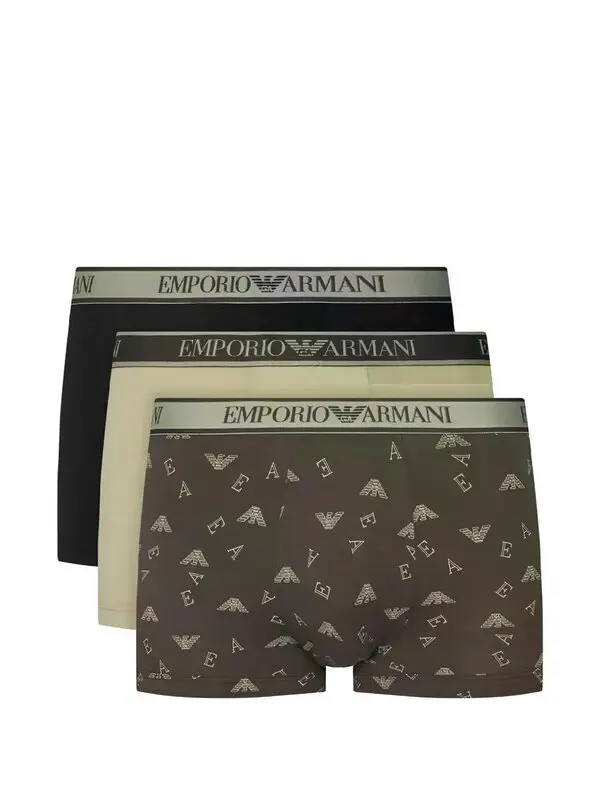 Emporio Armani Logo-print Three-pack Boxers - Brown
