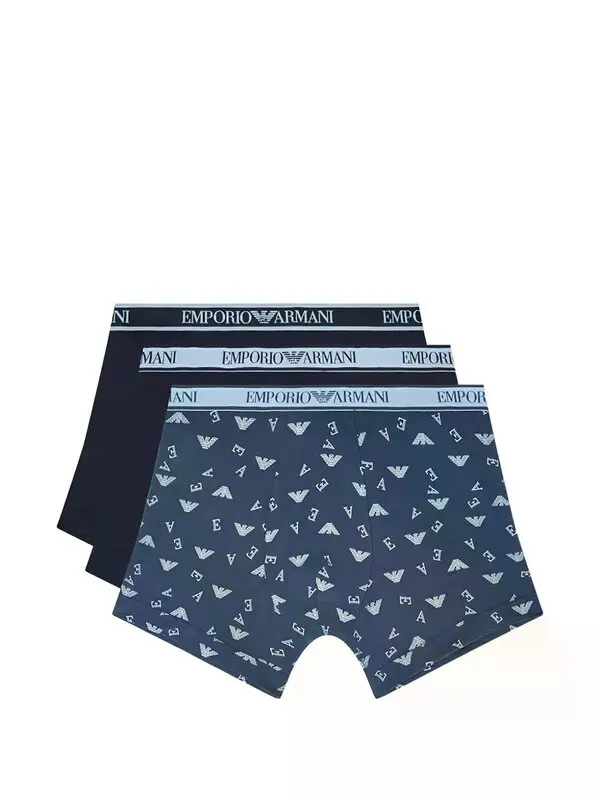 Emporio Armani Logo-waistband Three-pack Boxer Briefs - Blue