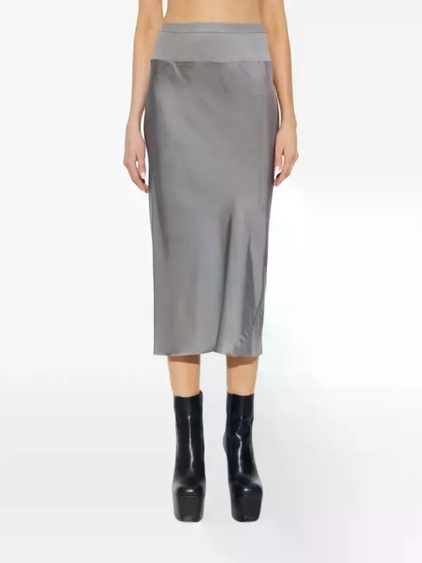Rick Owens Elasticated-waistband Satin-finish Midi Skirt