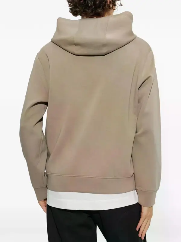 Emporio Armani Zip-up Hoodie With Embroidered Logo - Neutrals