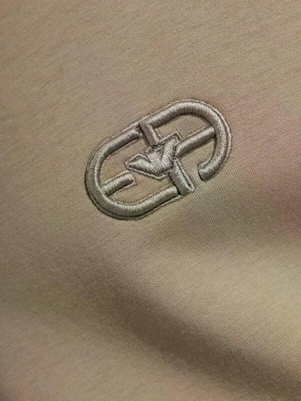 Emporio Armani Zip-up Hoodie With Embroidered Logo - Neutrals