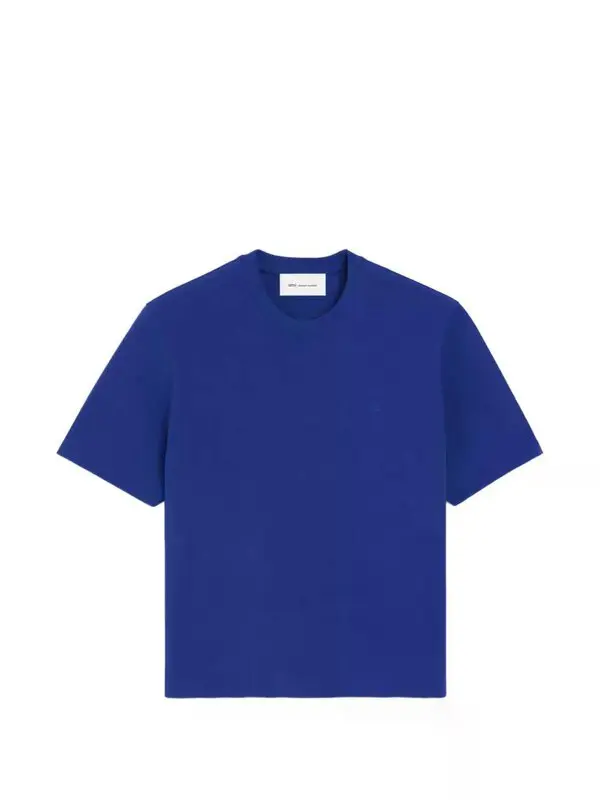 AMI Paris Cotton T-shirt With Embossed De Coeur - Blue