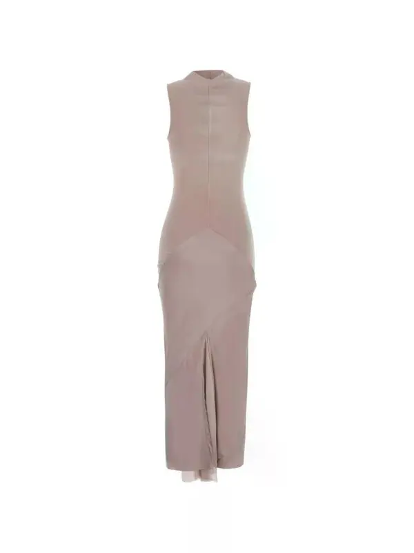 Rick Owens Tower Sliced Panelled Sleeveless Fitted Midi Dress