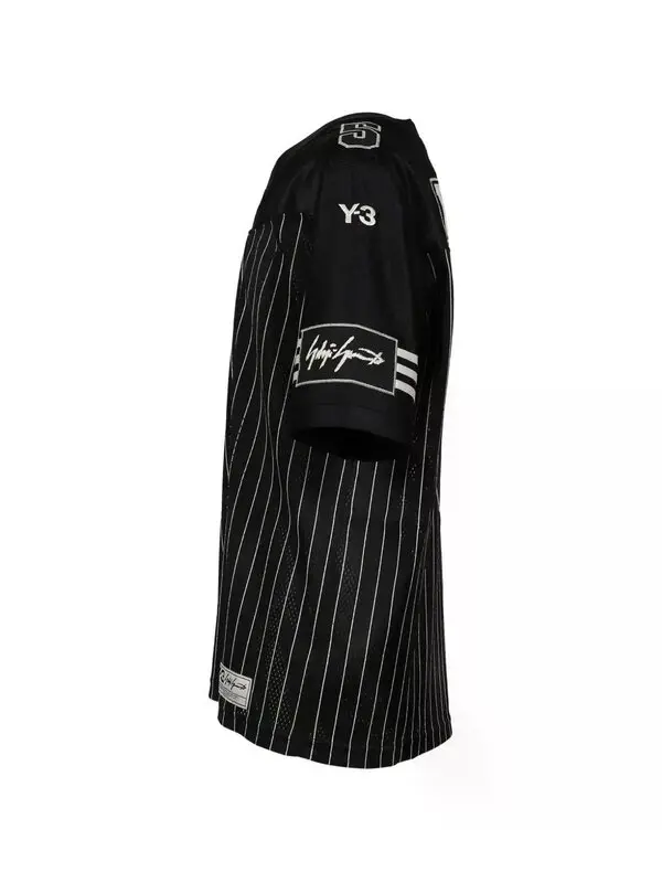 Y3 Pinstripe-print Mesh T-shirt