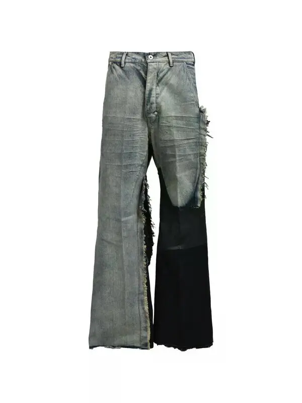 Rick Owens Joris Patchwork Frayed Wide-leg Trousers - Blue