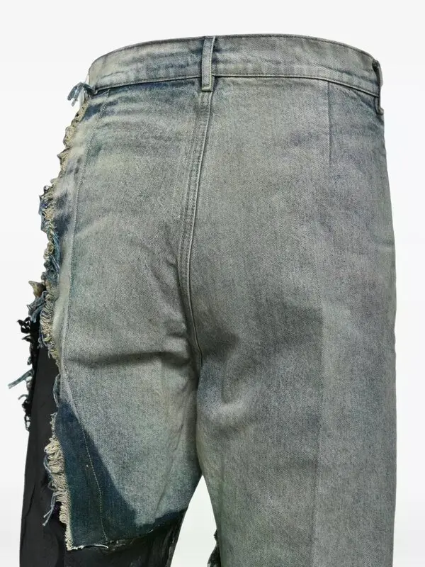 Rick Owens Joris Patchwork Frayed Wide-leg Trousers