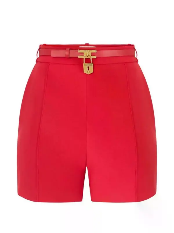 Elisabetta Franchi Shorts In Lightweight Crêpe Fabric With Belt - Red