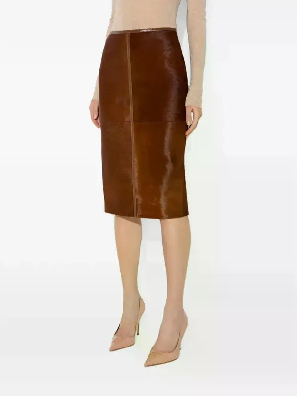 Elisabetta Franchi Vinyl-trimmed Cowhide Skirt