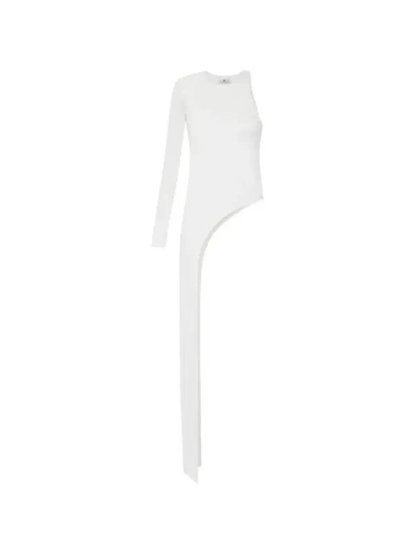 Elisabetta Franchi Top In Shiny Jersey Fabric - White