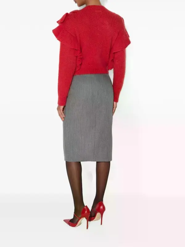 Elisabetta Franchi Knit Pullover With Ruffle Appliqués - Red