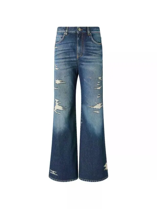 Pinko Distressed Wide-leg Jeans