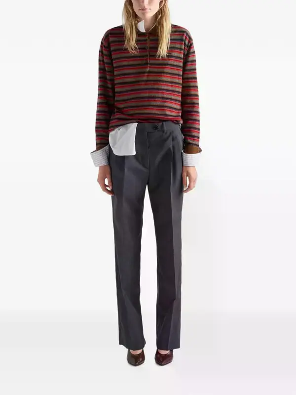 Prada Striped Cashmere Polo Sweater