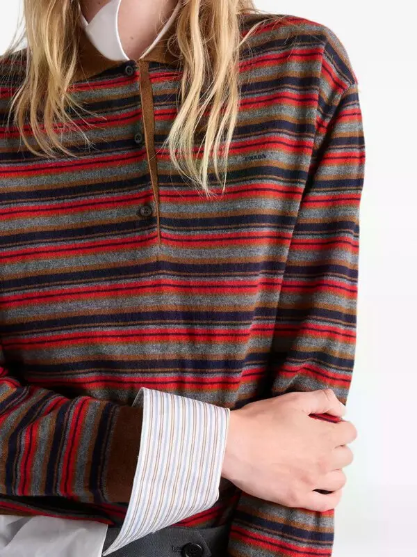 Prada Striped Cashmere Polo Sweater