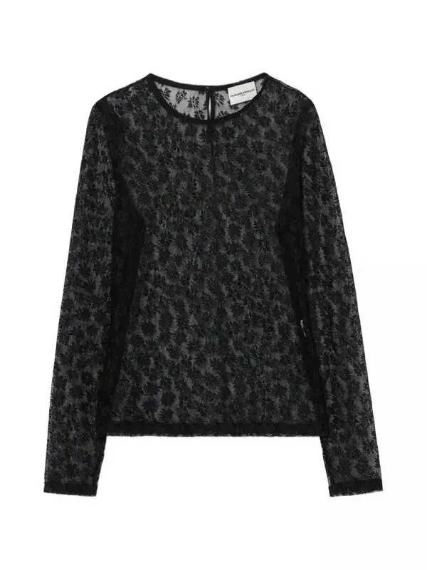 Claudie Pierlot Floral-lace Long-sleeve Top