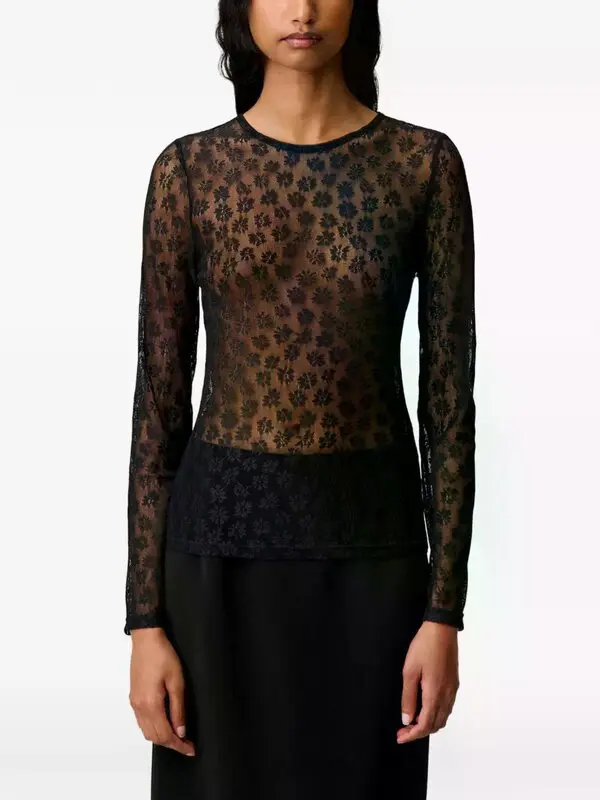 Claudie Pierlot Floral-lace Long-sleeve Top