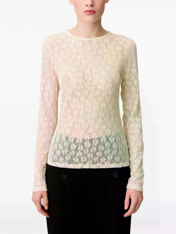 Claudie Pierlot Floral-lace Long-sleeve Top
