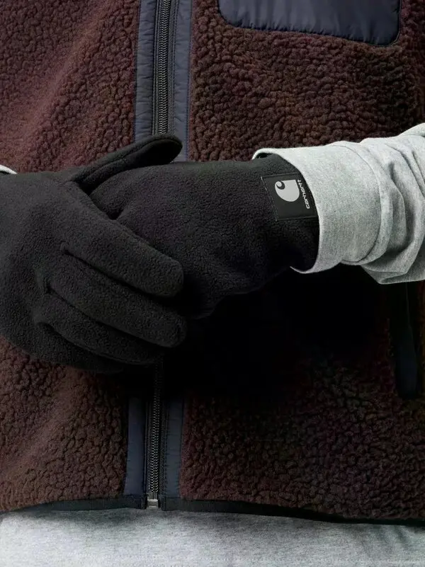 Carhartt Work In Progress Fleece Gloves With Logo Patch - Black