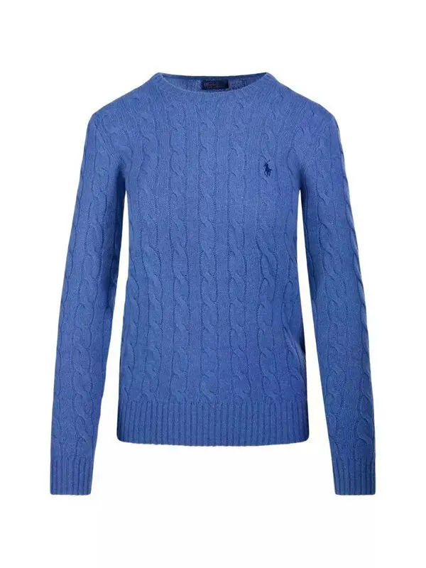 Polo Ralph Lauren Cable-knit Embroidered-logo Sweater - Blue