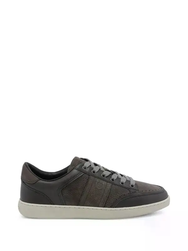 FERRAGAMO Gancini Grained-leather Sneakers - Brown