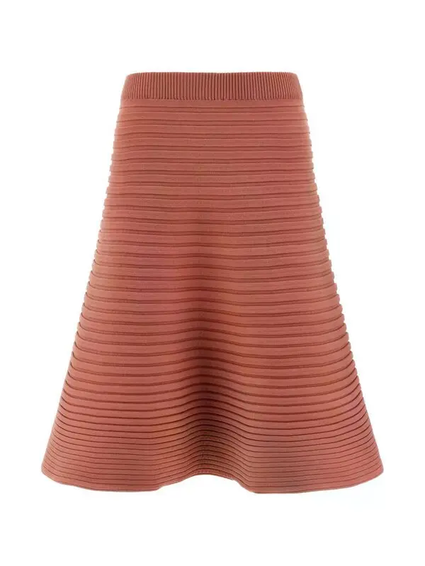Issey Miyake Bounce Knit Pleated Midi Skirt - Brown