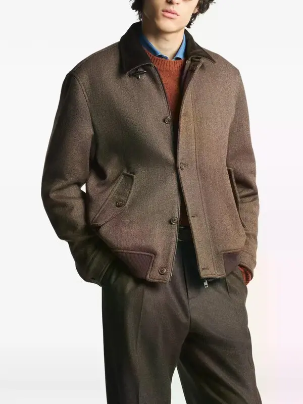 FAY Corduroy-collar Lobster-clasp Bomber Jacket