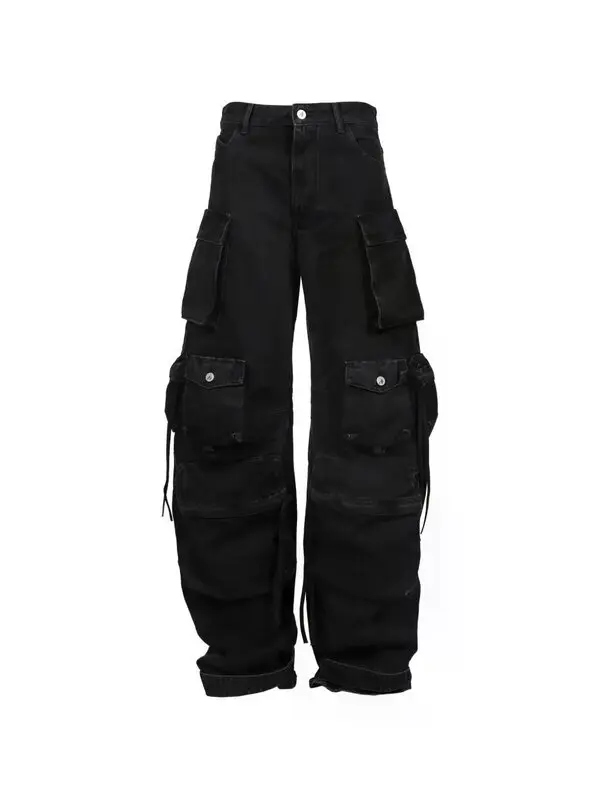 Attico Fern Washed-denim Cargo Pants - Black