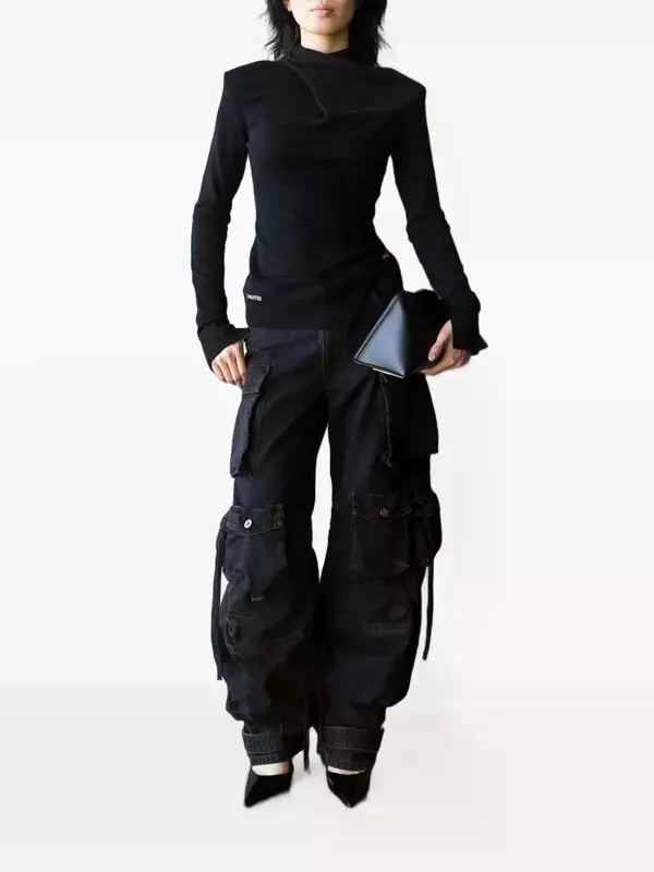 Attico Fern Washed-denim Cargo Pants