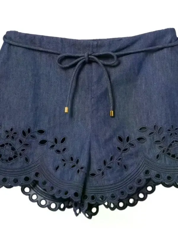 Zimmermann Mahon Broderie Denim Shorts