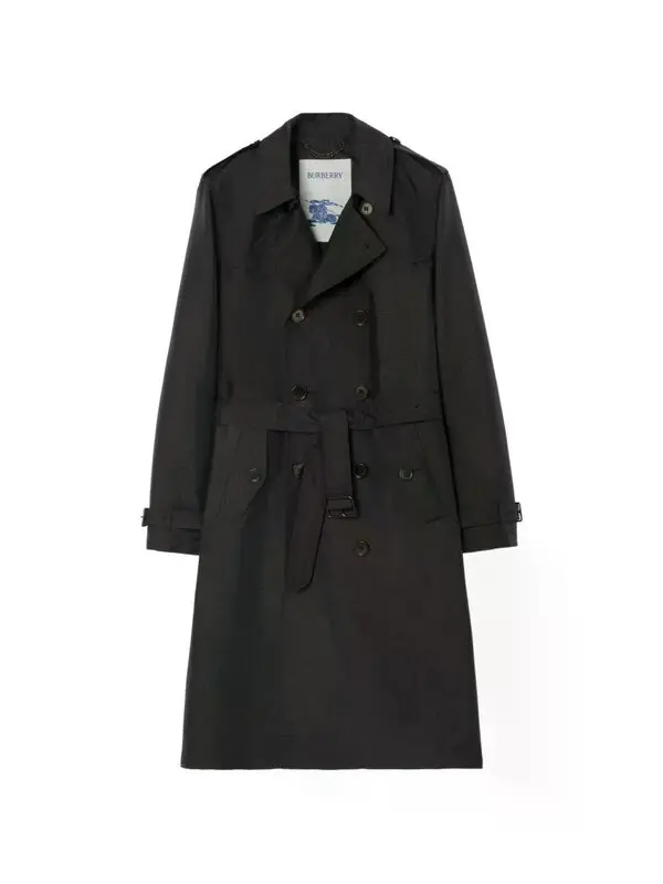 Burberry Long Geometric Nylon Blend Foxfield Trench Coat