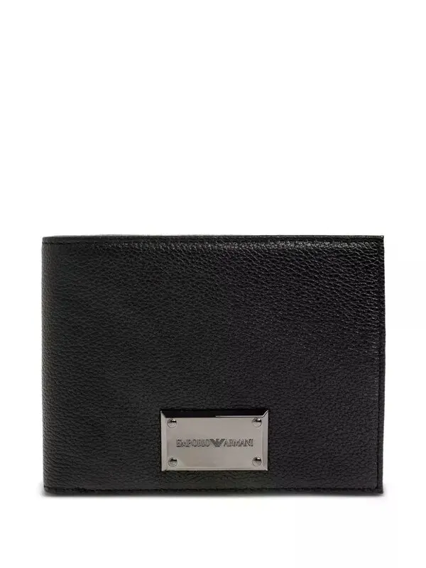 Emporio Armani Logo-plaque Pebbled Leather Wallet - Black
