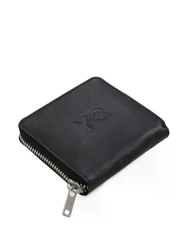 Y3 Logo-debossed Crinkled Leather Wallet