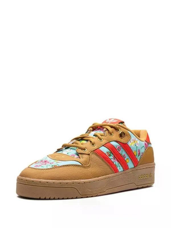 Adidas Floral-embroidered Leather Sneakers