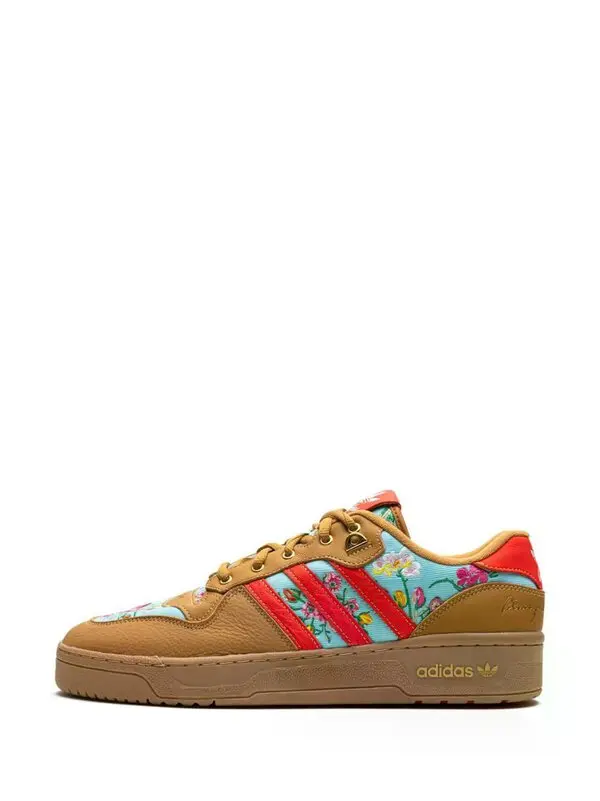 Adidas Floral-embroidered Leather Sneakers