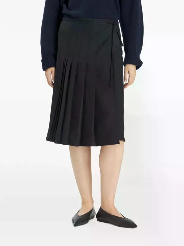 Barena Venezia Telma Pleated Wrap Midi Skirt - Black