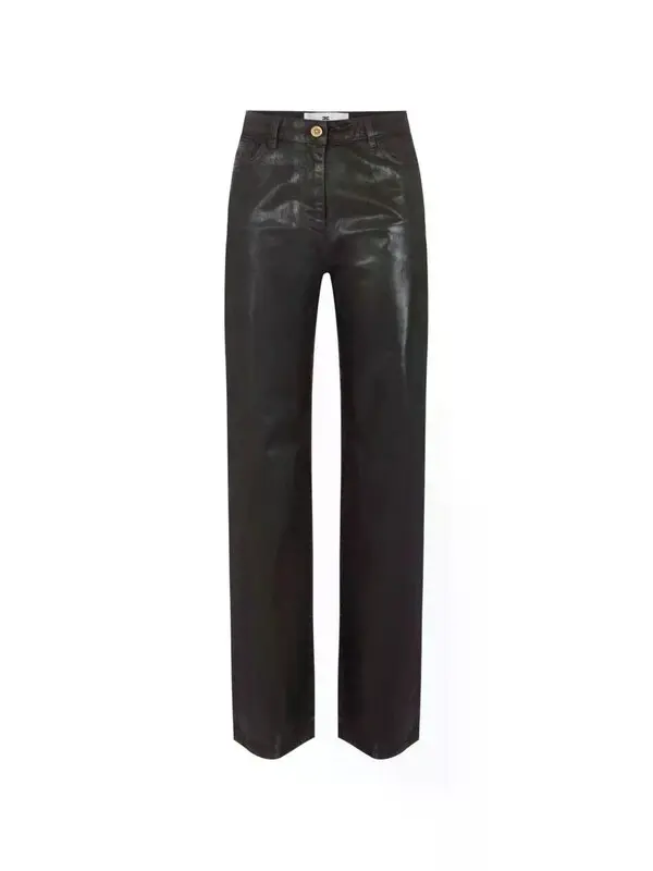 Elisabetta Franchi Loose Jeans With Laminated Effect - Brown