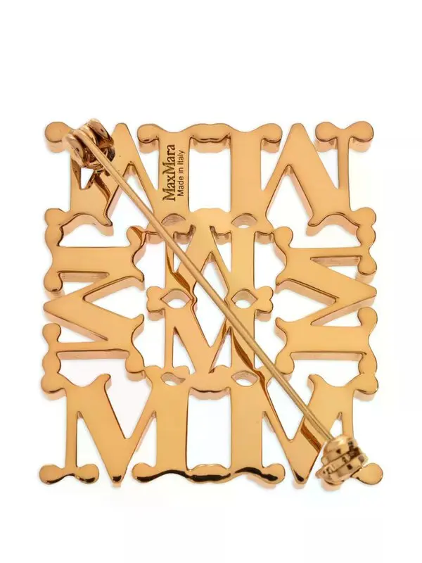 Max Mara Monogram Brooch - Gold