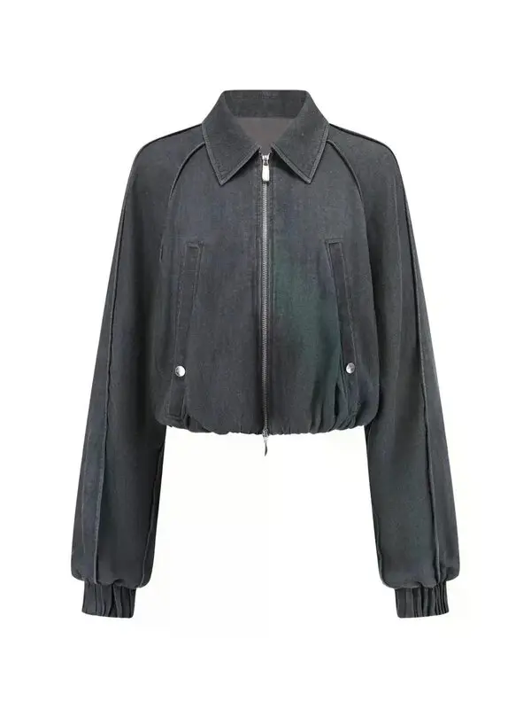 OUDE WAAG Washed Cocoon Cropped Jacket - Grey
