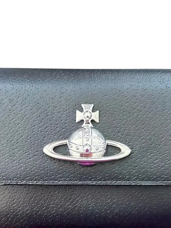 VIVIENNE WESTWOOD Orb-plaque Grained Leather Wallet - Black